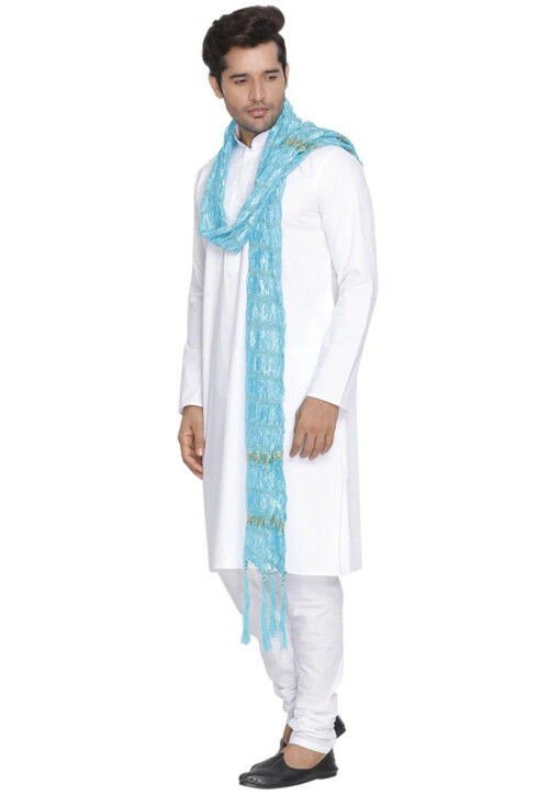 Buy Woven Art Silk Men Stole in Sky Blue Online : MMQ2554 - Utsav Fashion