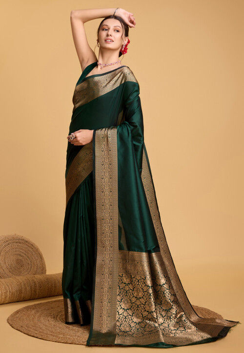 Buy Woven Art Silk Saree in Dark Green Online : SPF13770 - Utsav Fashion