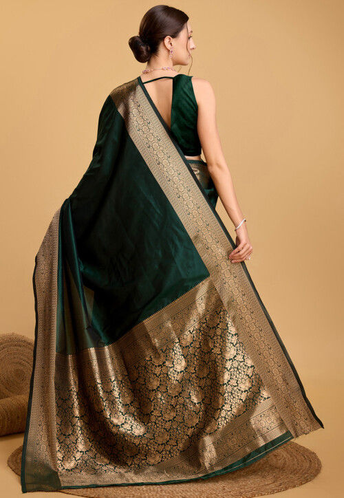 Buy Woven Art Silk Saree in Dark Green Online : SPF13770 - Utsav Fashion