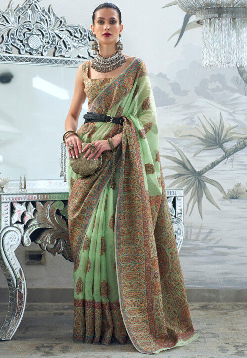 Woven Art Silk Saree in Green : SSF22637