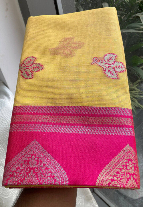 Buy Woven Art Silk Saree in Mustard Online : SACA109 - Utsav Fashion