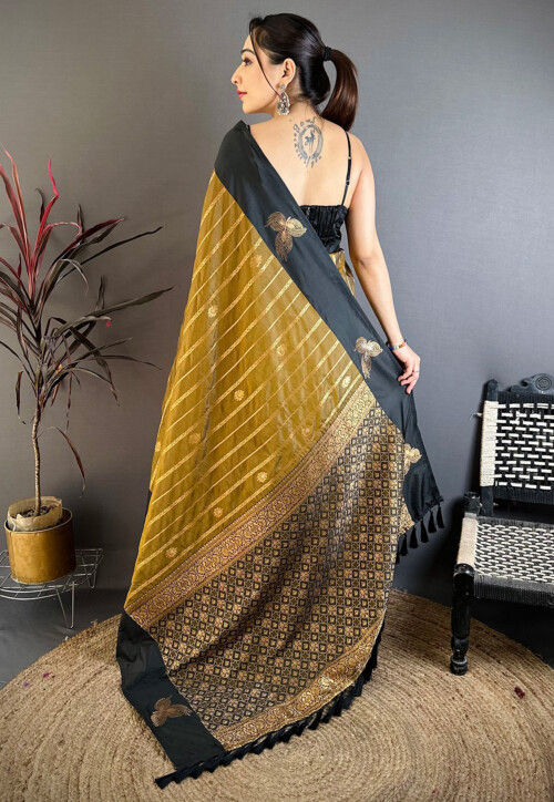 Buy Woven Art Silk Saree in Olive Green Online : SPTA16846 - Utsav Fashion