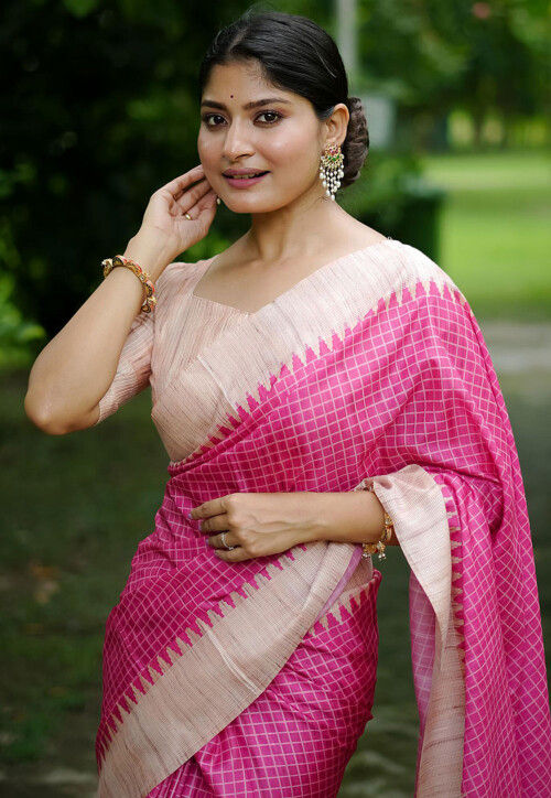 Buy Woven Art Silk Saree in Pink Online : SCGA392 - Utsav Fashion