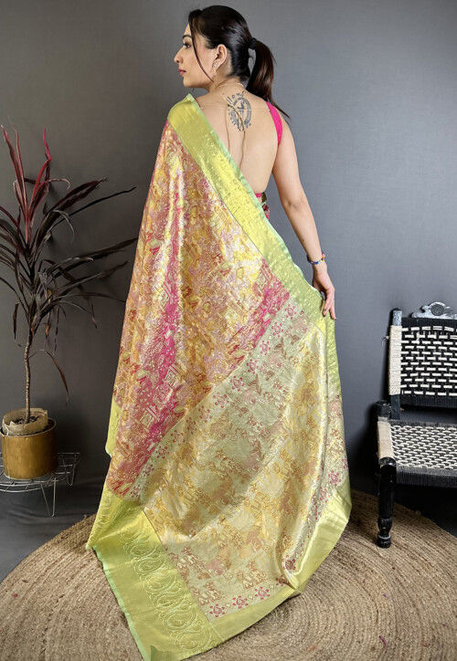 Buy Woven Art Silk Saree in Pink Online : SPTA16962 - Utsav Fashion