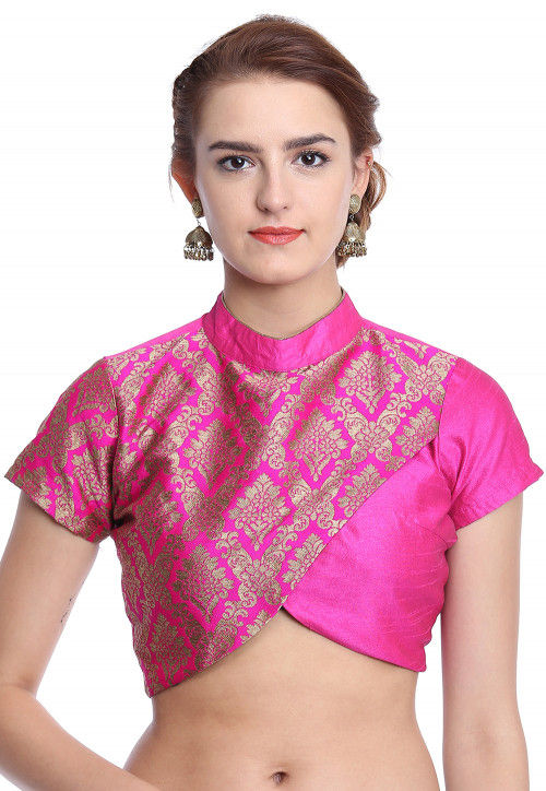 Buy Woven Brocade Blouse in Fuchsia Online : UBD956 - Utsav Fashion