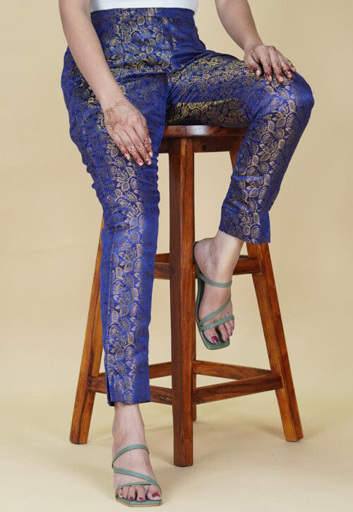 Buy Woven Brocade Pant in Royal Blue Online : BSY196 - Utsav Fashion