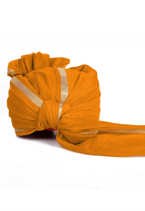 Buy Woven Chanderi Silk Turban in Mustard Online : MJX391 - Utsav Fashion