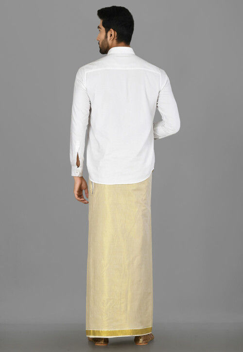 Buy Woven Cotton Dhoti in Golden Online : MAP31 - Utsav Fashion