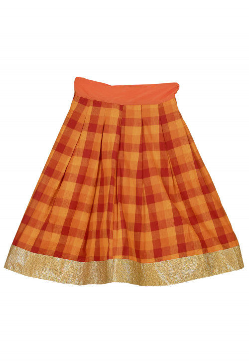 Buy Woven Cotton Pavda Set in Orange and Red Online : UUF375 - Utsav ...