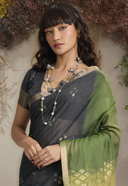 Buy Woven Cotton Saree in Multicolor Online : SSEA8913 - Utsav Fashion