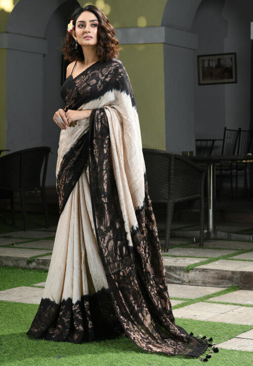 Buy Woven Pure Matka Silk Saree in Light Beige Online : SBEA2674 ...