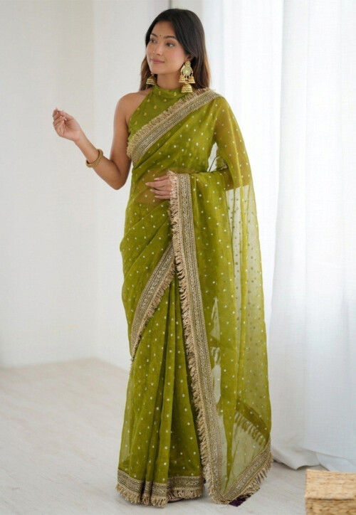 Buy Woven Tissue Jacquard Saree in Light Green Online : SPTA16851 ...