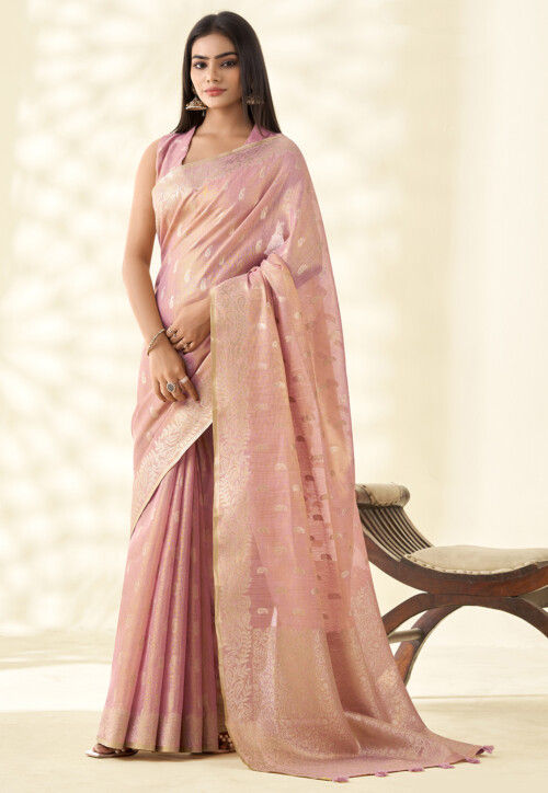 Buy Woven Tissue Silk Saree in Pink Online : SSEA10767 - Utsav Fashion