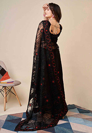 Black - Net - Saree: Buy Latest Indian Sarees for Women Online | Utsav ...