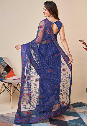 Blue Net Sarees: Buy Latest Designs Online | Utsav Fashion