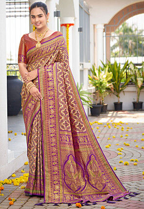 Golden Saree: A Vast Collection Of Golden Colour Sarees Online At Utsav ...