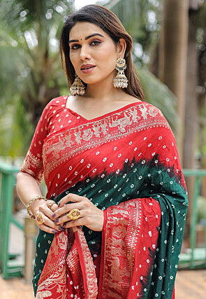 Gujarati Bandhani Sarees with Tie-dye Work | Utsav Fashion