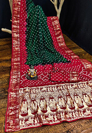 Gujarati Bandhani Sarees with Tie-dye Work | Utsav Fashion