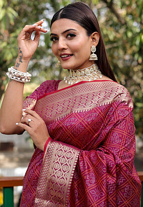 Gujarati Bandhani Sarees with Tie-dye Work | Utsav Fashion