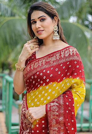 Gujarati Bandhani Sarees with Tie-dye Work | Utsav Fashion