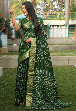 Gujarati Bandhani Sarees with Tie-dye Work | Utsav Fashion