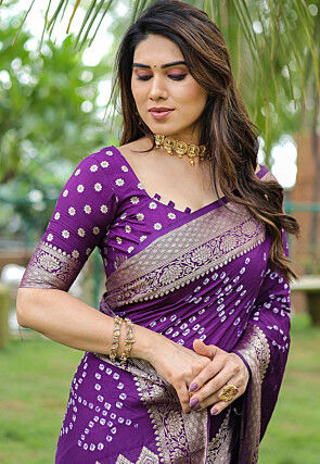 Gujarati Bandhani Sarees with Tie-dye Work | Utsav Fashion