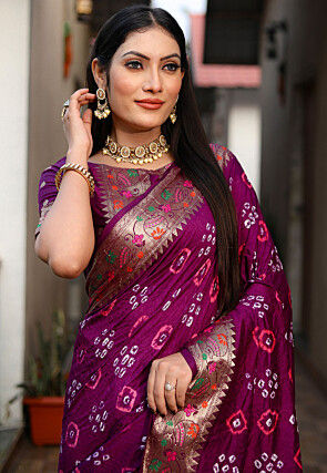 Gujarati Bandhani Sarees with Tie-dye Work | Utsav Fashion