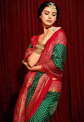 Gujarati Bandhani Sarees with Tie-dye Work | Utsav Fashion