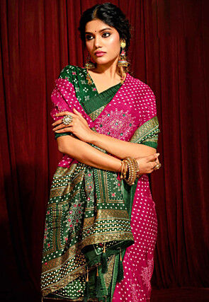 Gujarati Bandhani Sarees with Tie-dye Work | Utsav Fashion