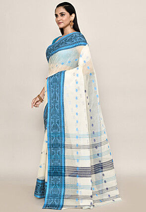 White Cotton Sarees: Buy Latest Designs Online | Utsav Fashion