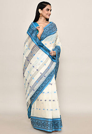 White Cotton Sarees: Buy Latest Designs Online | Utsav Fashion