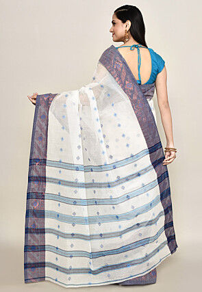 White Cotton Sarees: Buy Latest Designs Online | Utsav Fashion