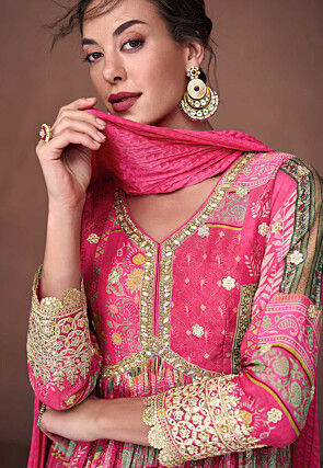 Pink - Abaya Style - Salwar Kameez: Buy Designer Indian Suits for Women ...
