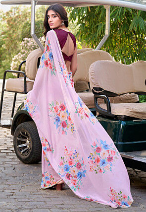 Pink Georgette Sarees: Buy Latest Designs Online | Utsav Fashion