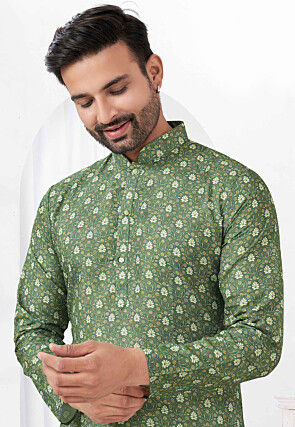 Men's Green Kurta Pajama: Buy Latest Men's Ethnic Wear Online | Utsav ...