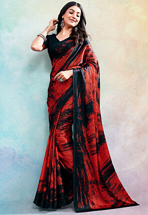 Red - Satin - Saree: Buy Latest Indian Sarees for Women Online | Utsav ...