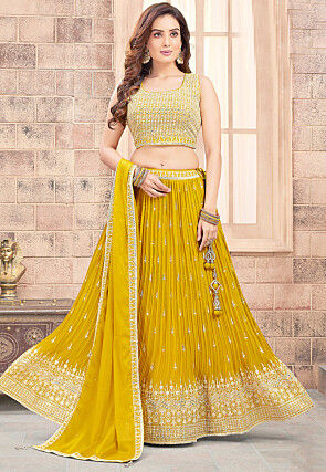 Yellow Lehenga Cholis: Buy Latest Indian Designer Yellow Ghagra Choli ...