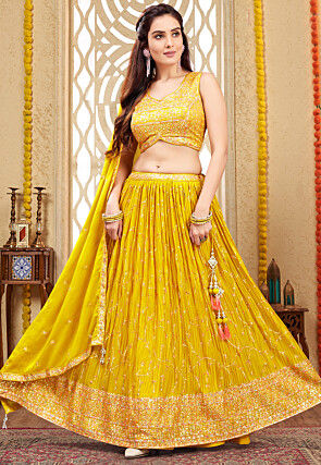 Yellow Lehenga Cholis: Buy Latest Indian Designer Yellow Ghagra Choli ...