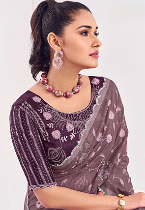 Purple Saree: Buy Latest Indian Designer Purple Saree Online - Utsav ...