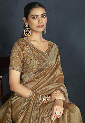 Golden Saree: A Vast Collection Of Golden Colour Sarees Online At Utsav ...