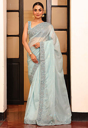 simple saree with stone border