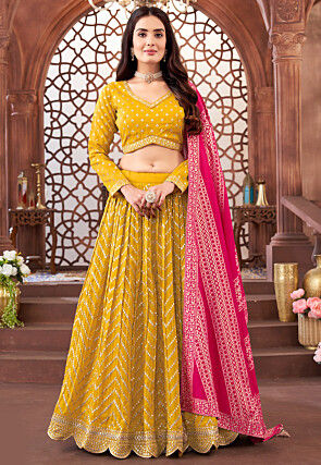 Buy Online Latest Indian Designer Yellow Lehenga Cholis