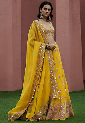 Yellow Lehenga Cholis: Buy Latest Indian Designer Yellow Ghagra Choli ...