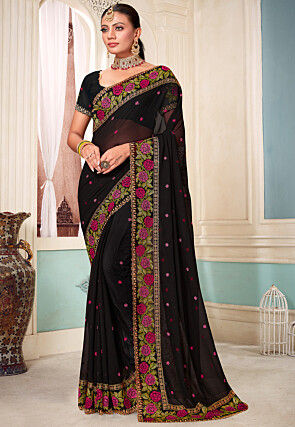 Black Saree: Buy Latest Designer Black Saree Online - Utsav Fashion