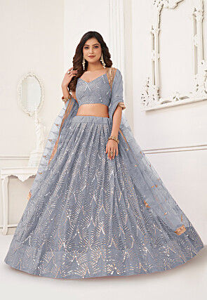 Latest and Designer Grey Color Lehenga Choli Online Shopping
