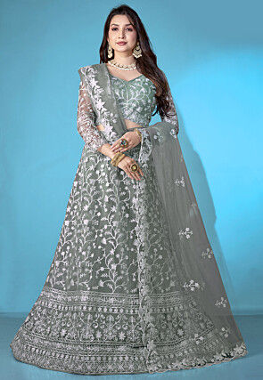 Latest and Designer Grey Color Lehenga Choli Online Shopping