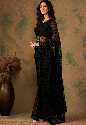 Black - Net - Saree: Buy Latest Indian Sarees for Women Online | Utsav ...