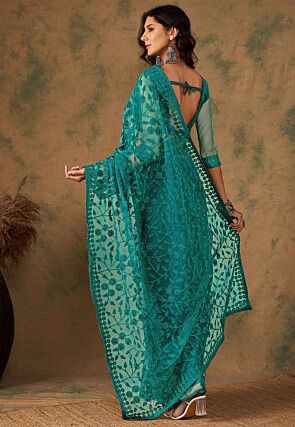 Blue Net Sarees: Buy Latest Designs Online | Utsav Fashion