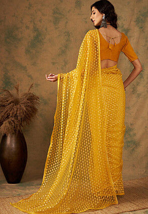 Yellow - Net - Saree: Buy Latest Indian Sarees for Women Online | Utsav ...