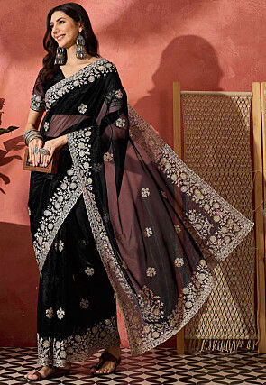 Black Saree: Buy Latest Designer Black Saree Online - Utsav Fashion